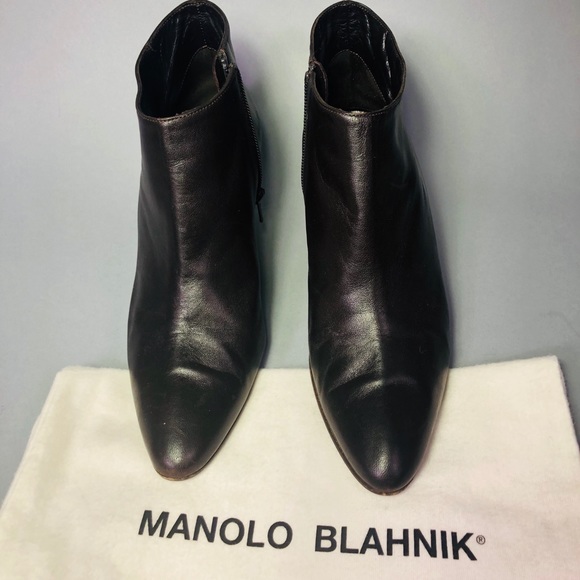 Manolo Blahnik | Shoes | Authentic Manolo Blahnik Leather Ankle Boots ...